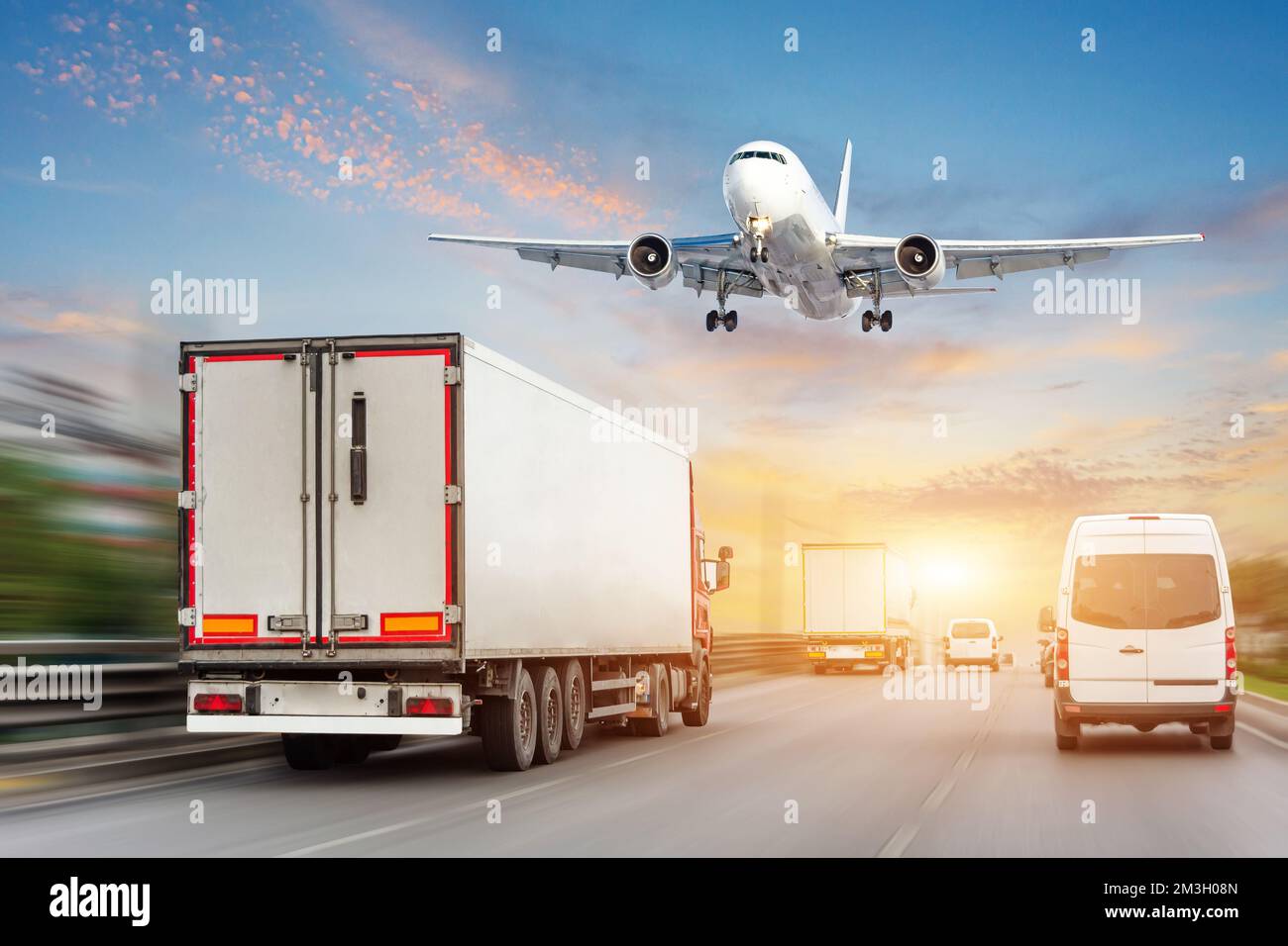 Heavy traffic flow of car traffic on freeway urban environment time ...