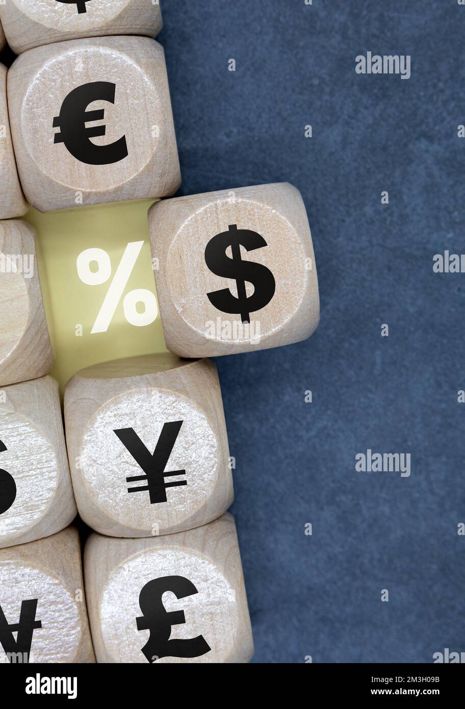 Block representation of interest rates and national currencies Stock ...