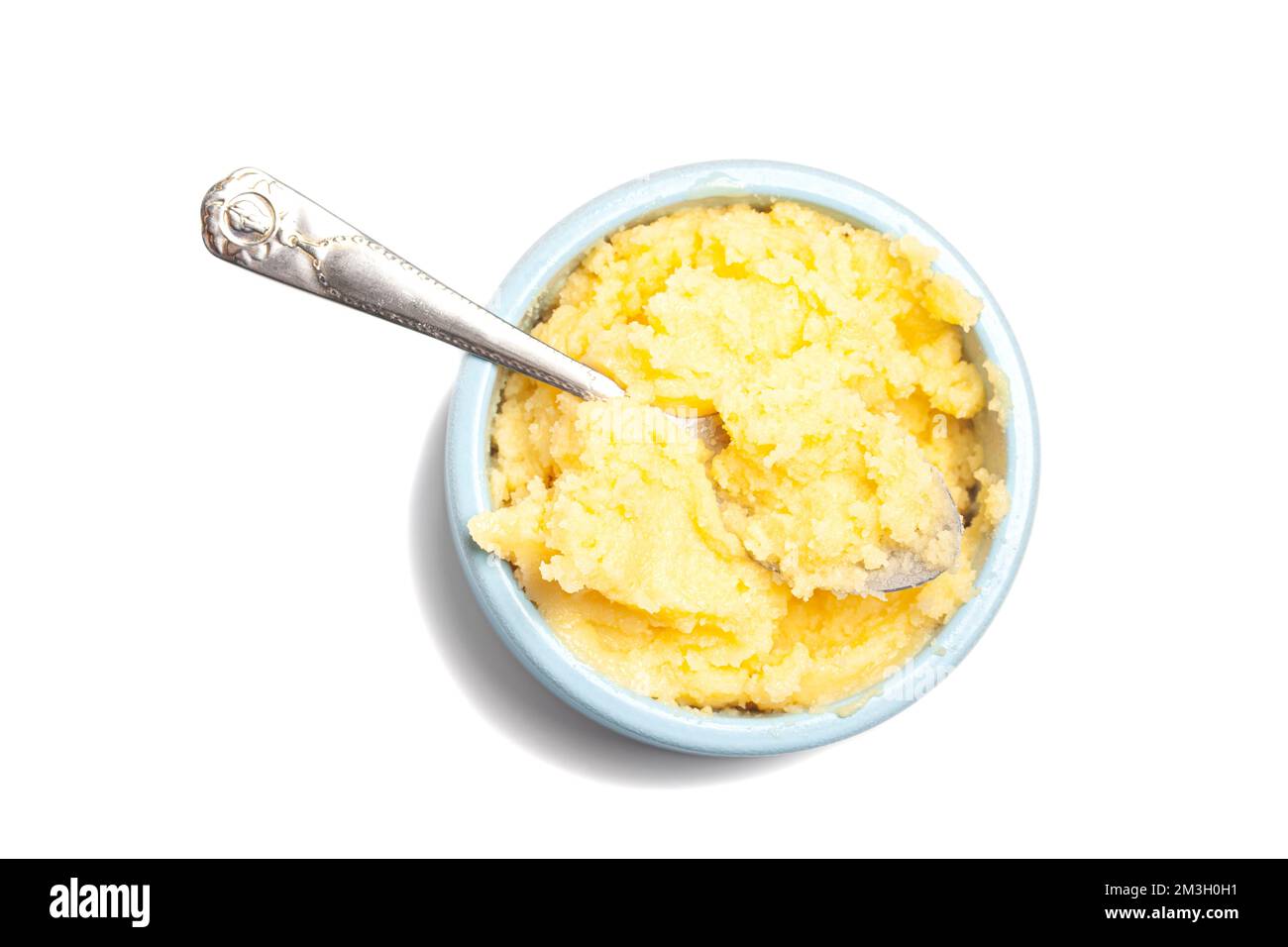 Ghee in a butter dish and spoon isolate on a white background Stock ...