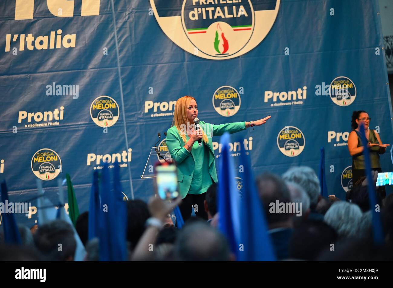 The "Fratelli d'Italia" party leader Giorgia Meloni during an electoral ...