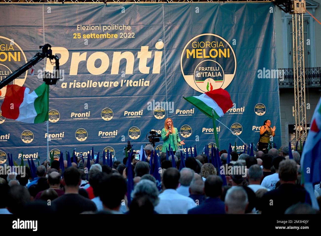 The "Fratelli d'Italia" party leader Giorgia Meloni during an electoral ...