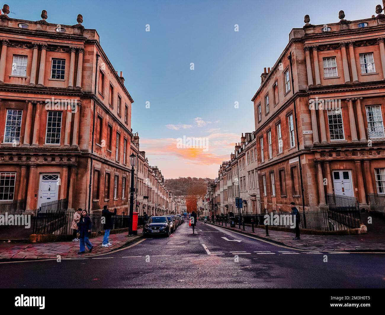 The old buildings and cars parked along the street Stock Photo - Alamy
