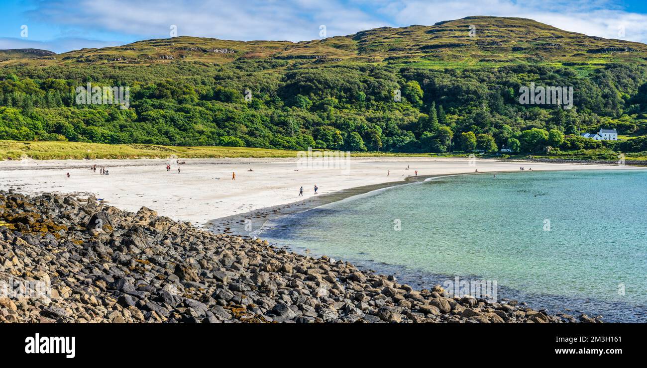 Panoramic view of Calgary Beach on Calgary Bay, Isle of Mull, Scotland ...
