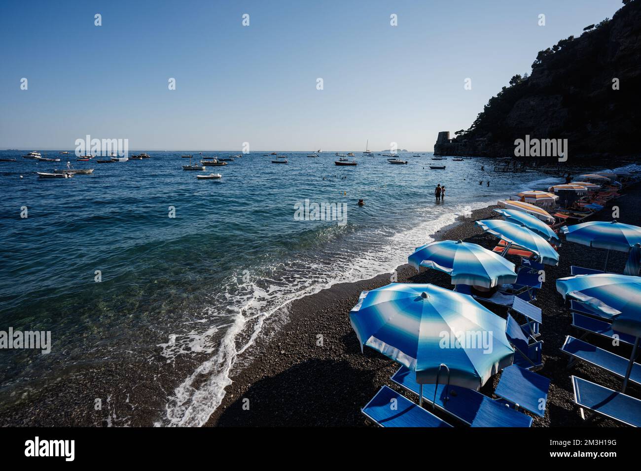 Positano beach at sunny day, Amalfi coast of Italy Stock Photo - Alamy