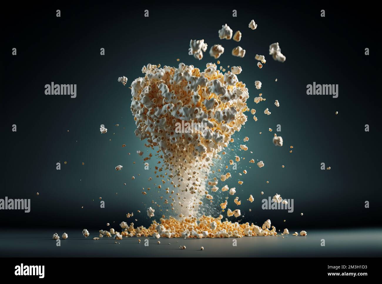 Popcorn exploding on a red background. flying popcorn. Generative ai ...
