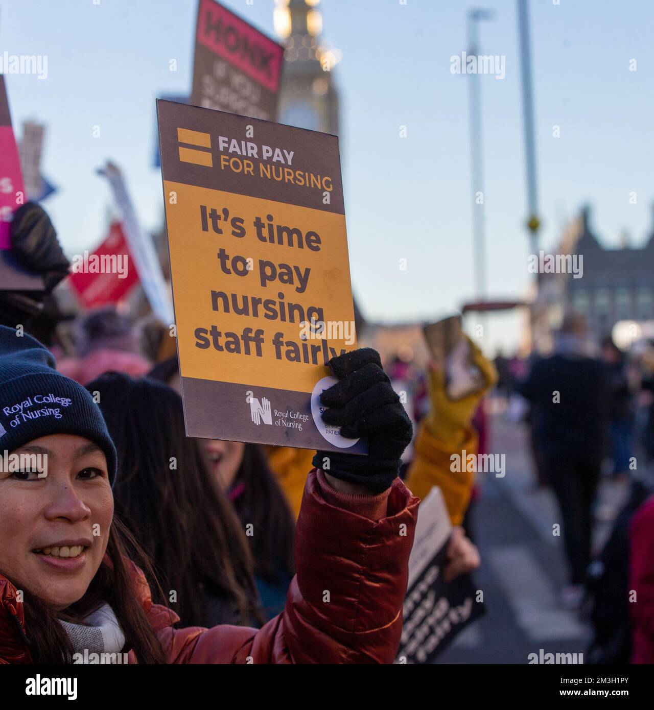 London, England, UK. 15th Dec, 2022. Nurses are seen at picket line ...