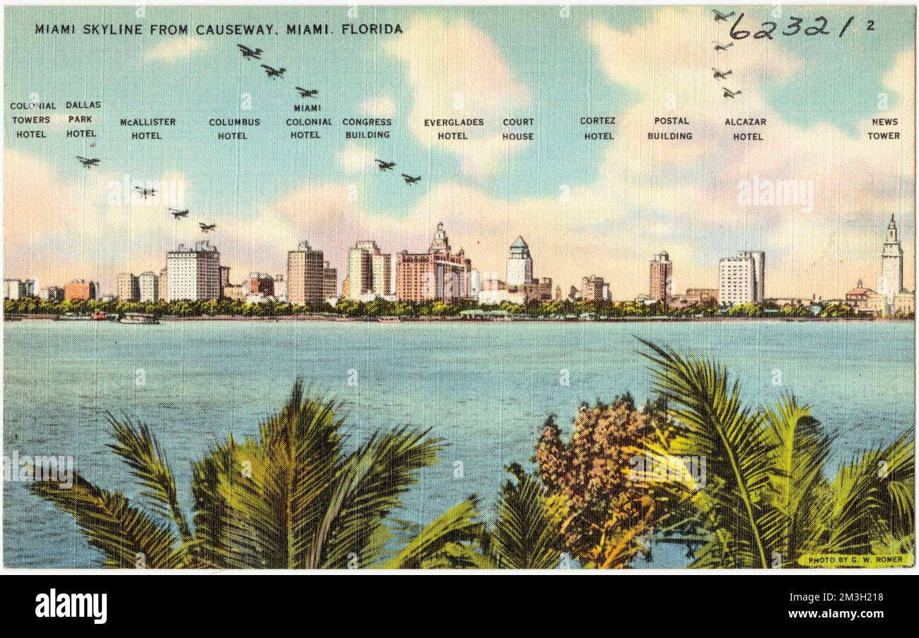 Miami skyline from causeway, Miami, Florida , Cities & towns, Tichnor ...