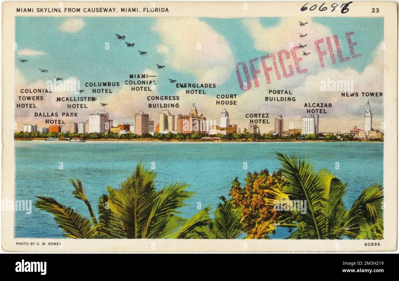 Miami skyline from causeway, Miami, Florida , Cities & towns, Tichnor ...