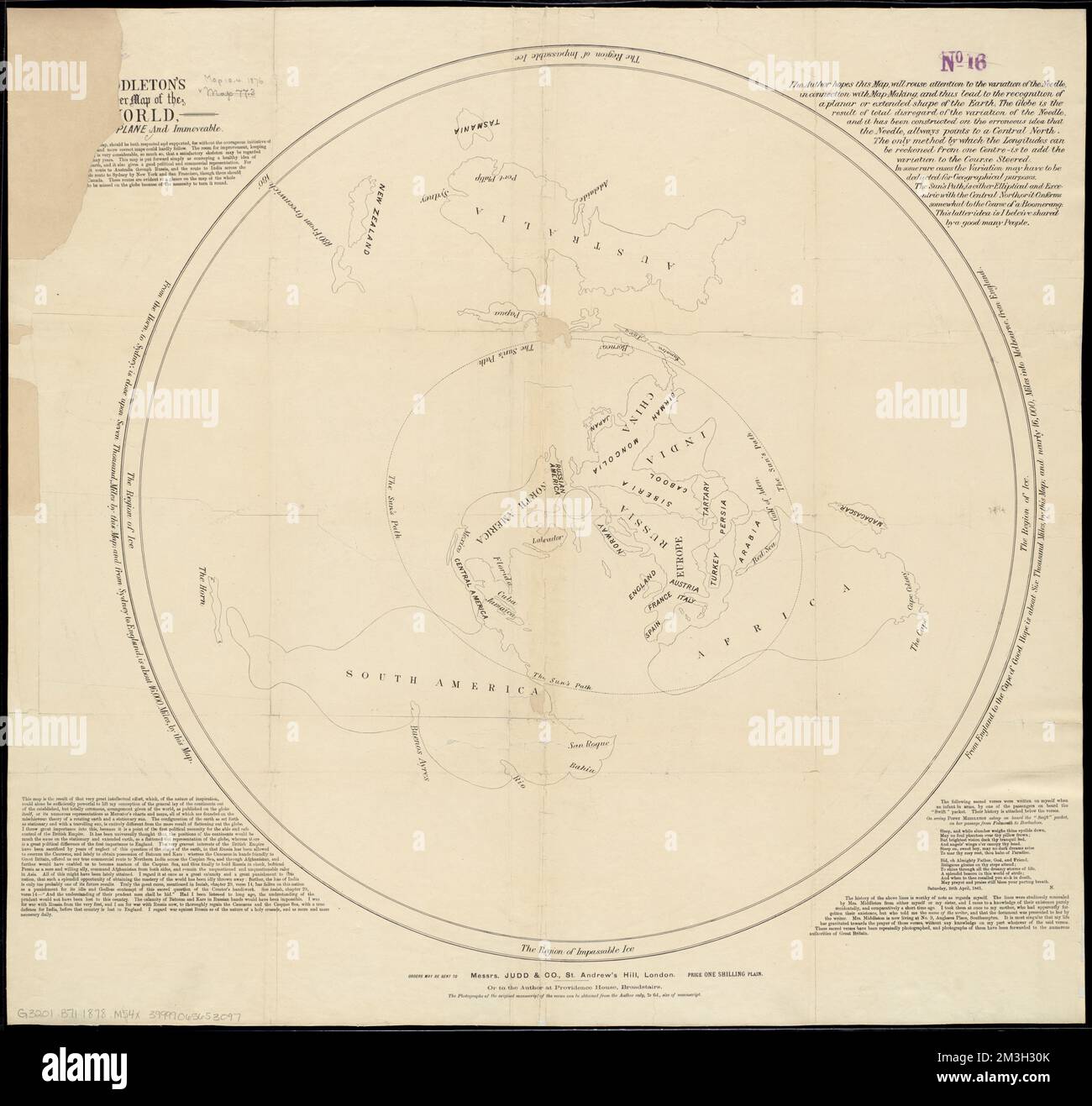 [Mid]dleton's [pione]er map of the [w]orld, [as a?] plane and ...