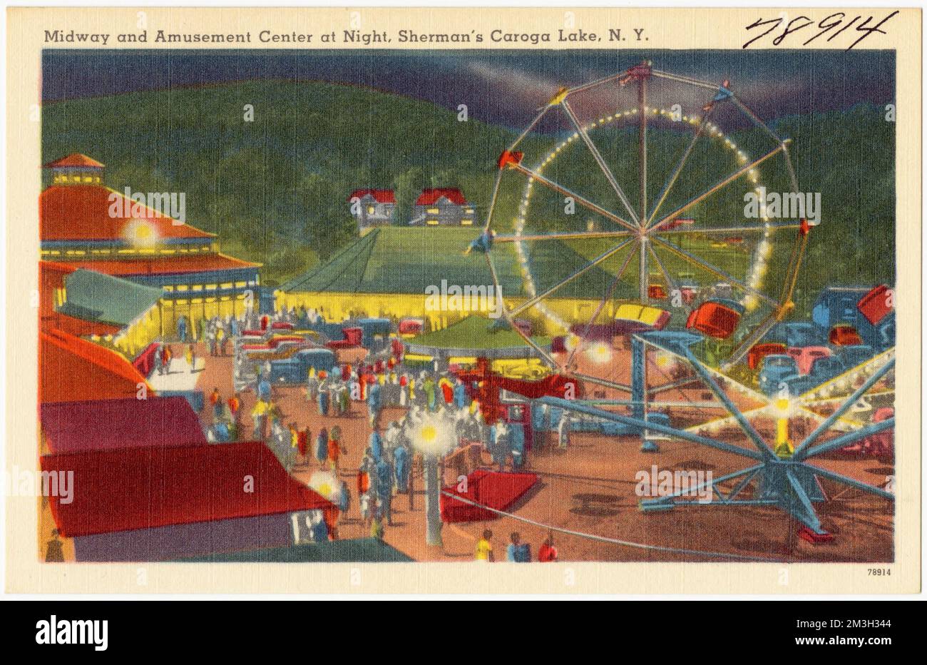 Midway and Amusement Center at night, Sherman's Caroga Lake, N. Y ...