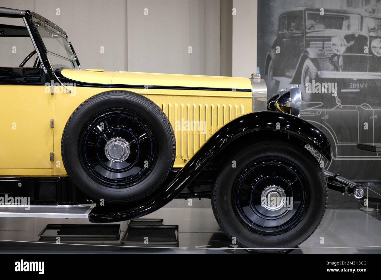 A closeup shot of a classic vintage car collected in the Toyota Motor ...