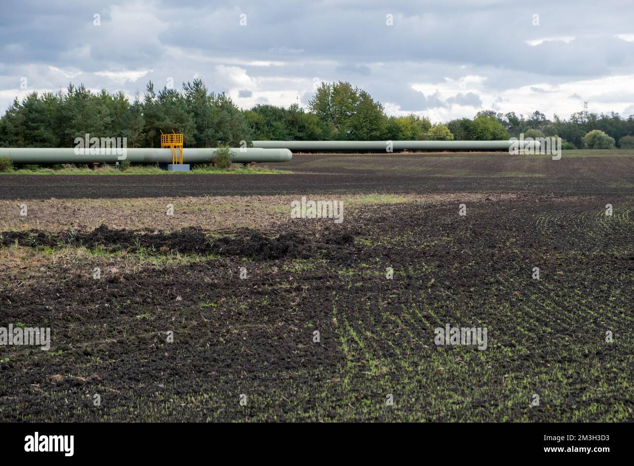 natural gas insulated pipelines in the field in Europe. Hub of the ...