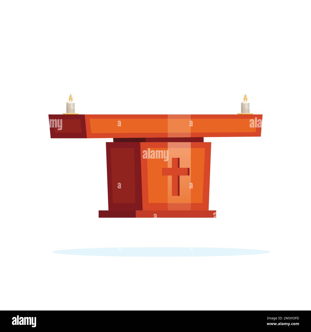 Wooden altar to celebrate Eucharist. Isolated church furniture. Vector ...