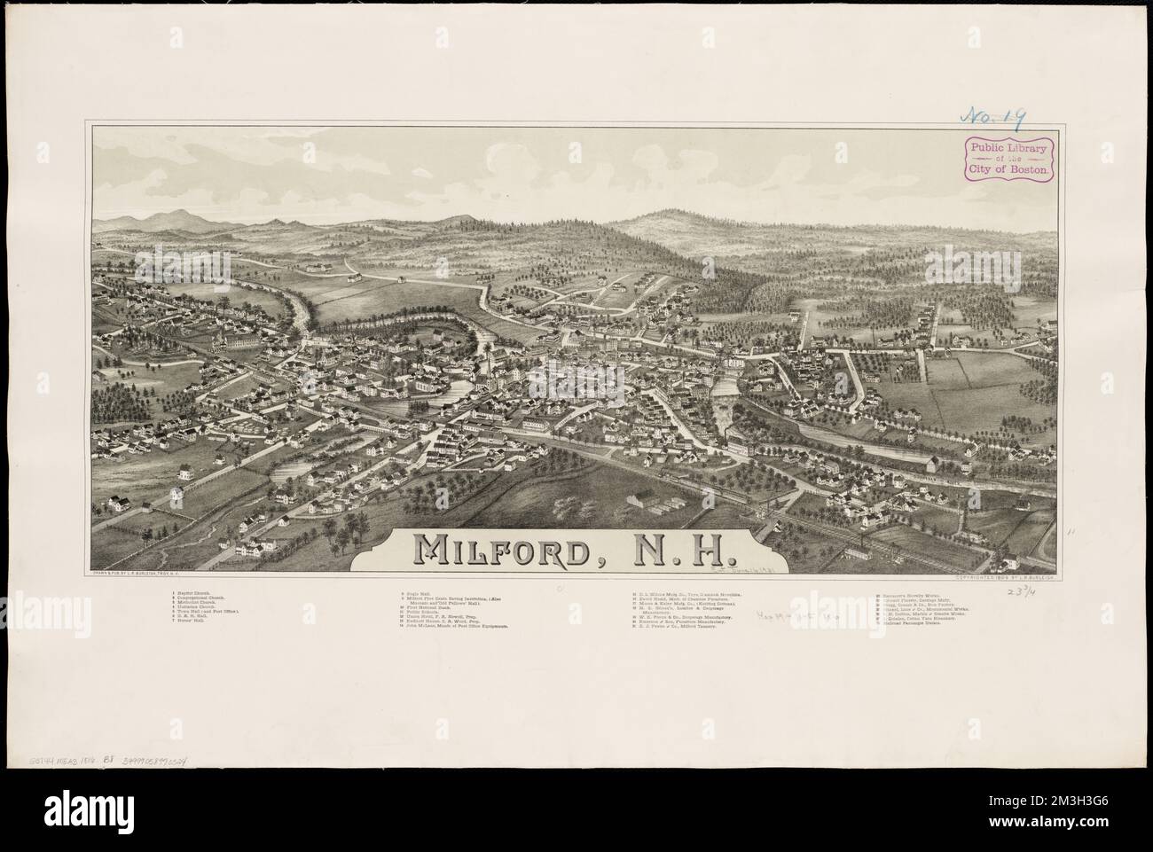 Milford, N.H , Milford N.H., Aerial views Norman B. Leventhal Map ...