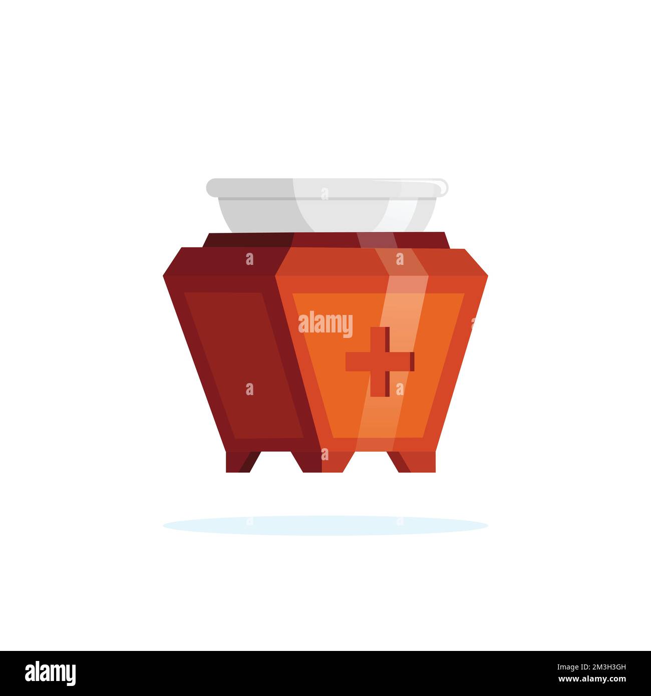 Wooden baptismal font. Isolated church furniture. Vector illustration ...