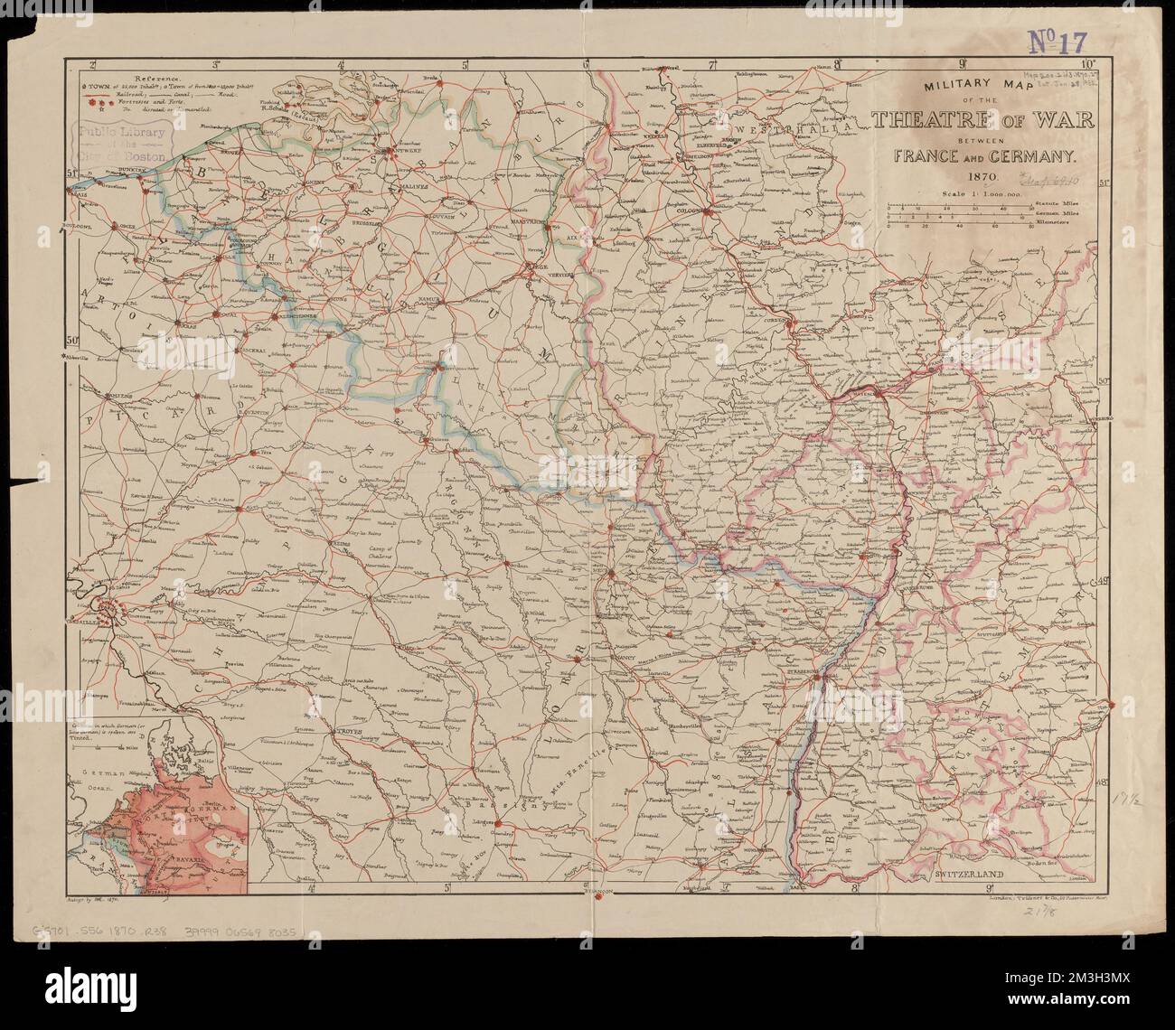Military map of the theatre of war between France and Germany , Franco ...