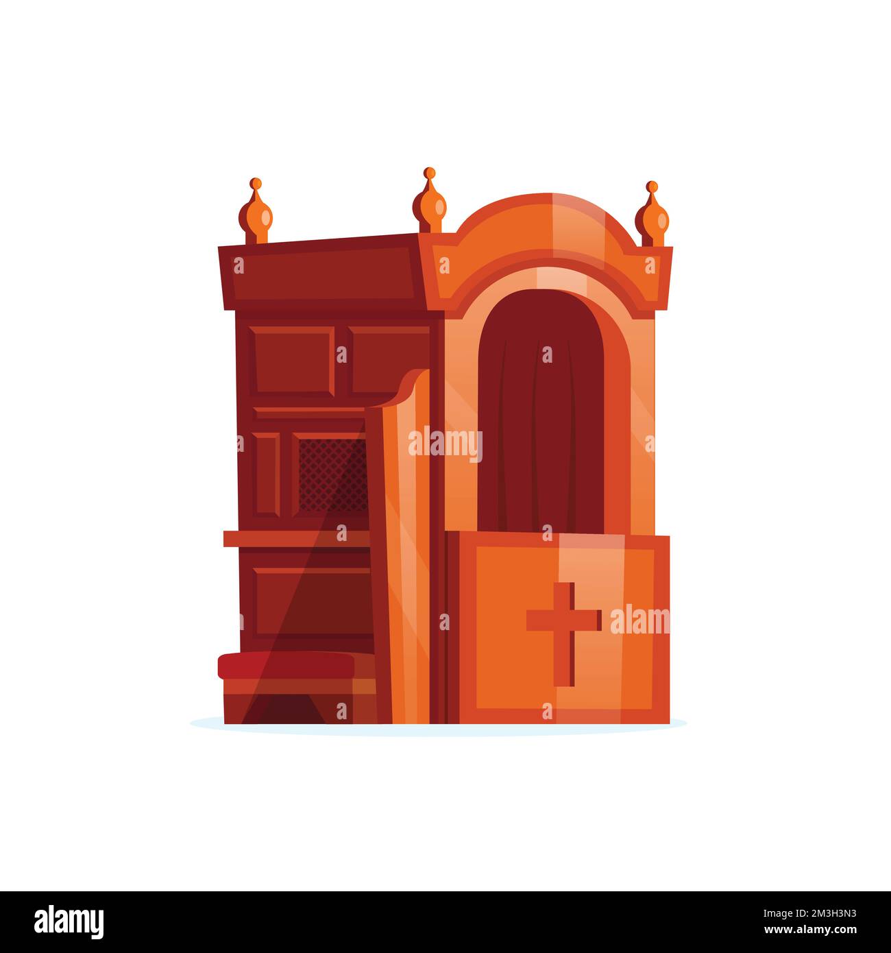 Wooden confessional. Isolated church furniture. Vector illustration ...