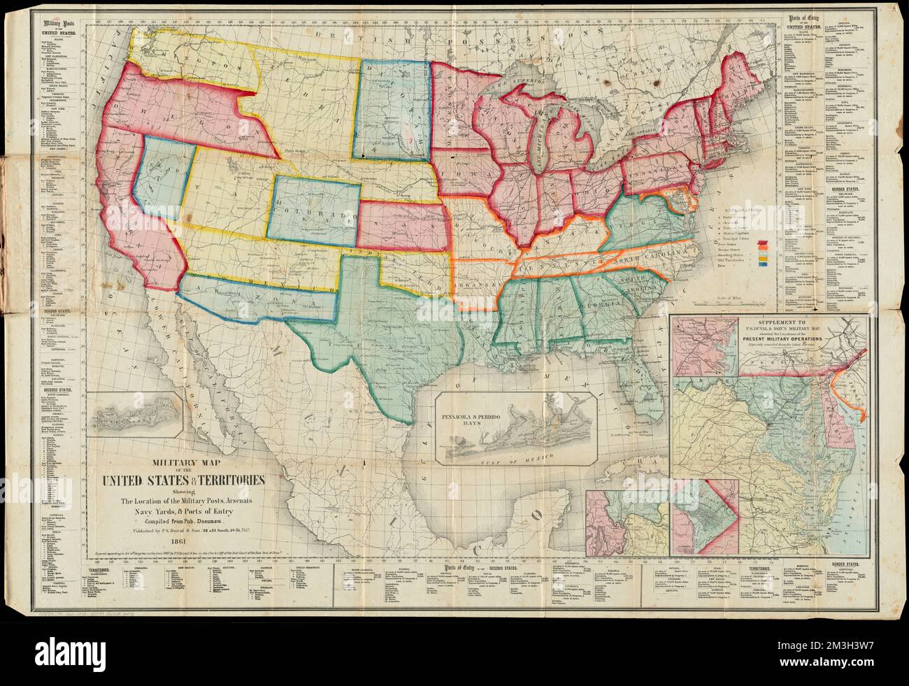 Military map of the United States & territories showing the location of ...