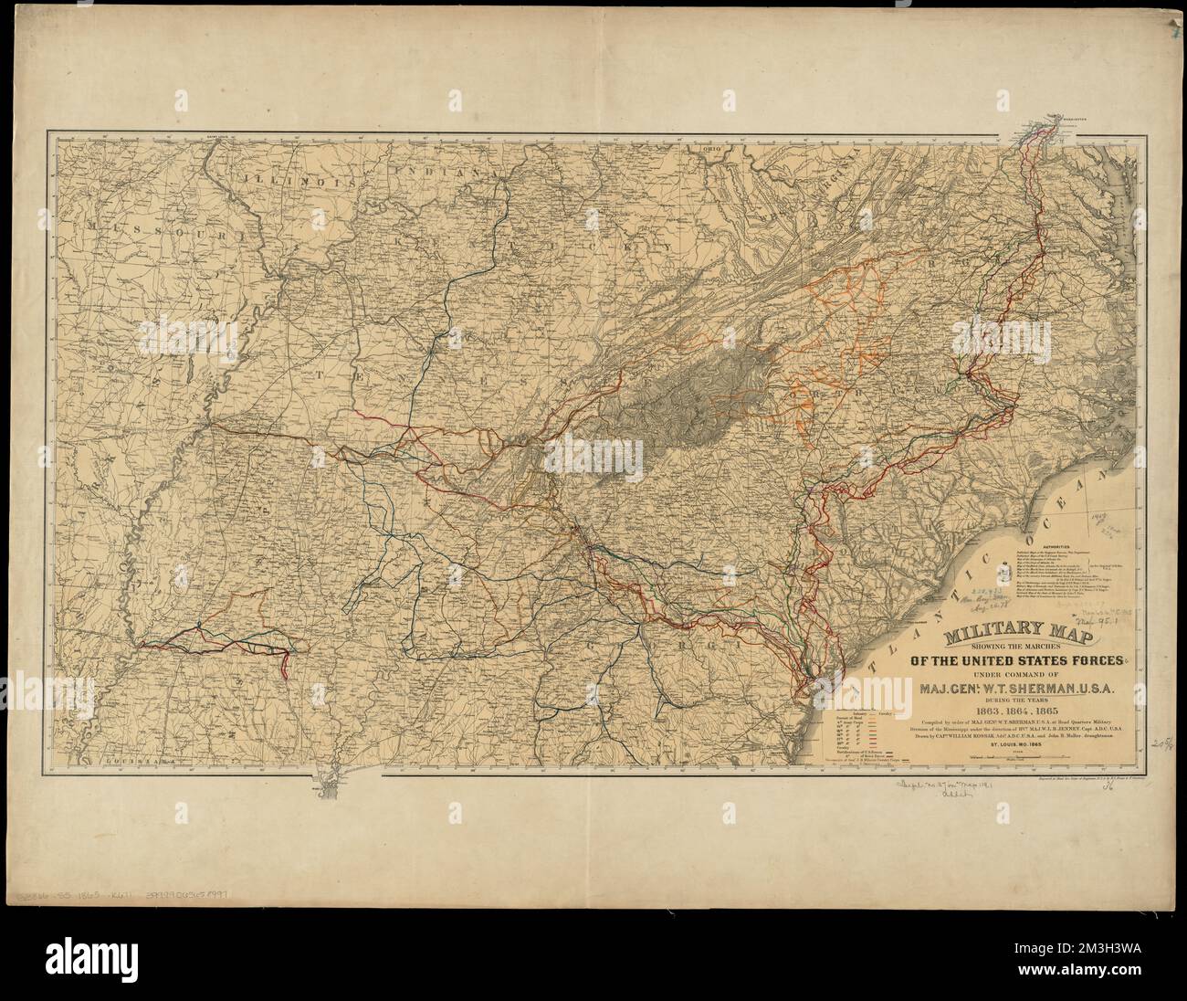 Military map showing the marches of the United States forces under ...