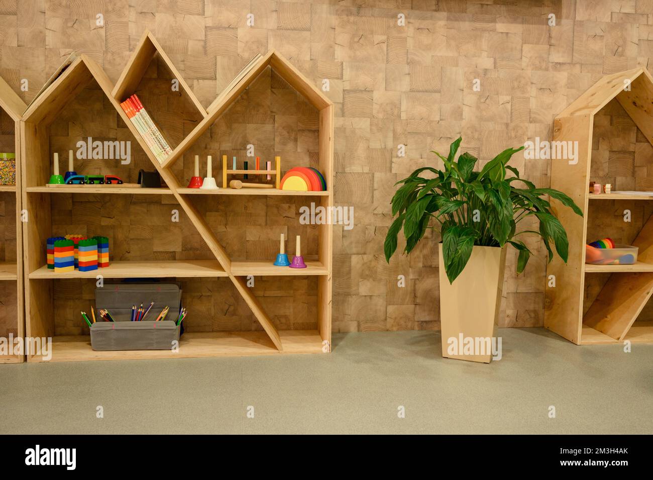 The interior of a primary school, a preschool with furniture and basic ...