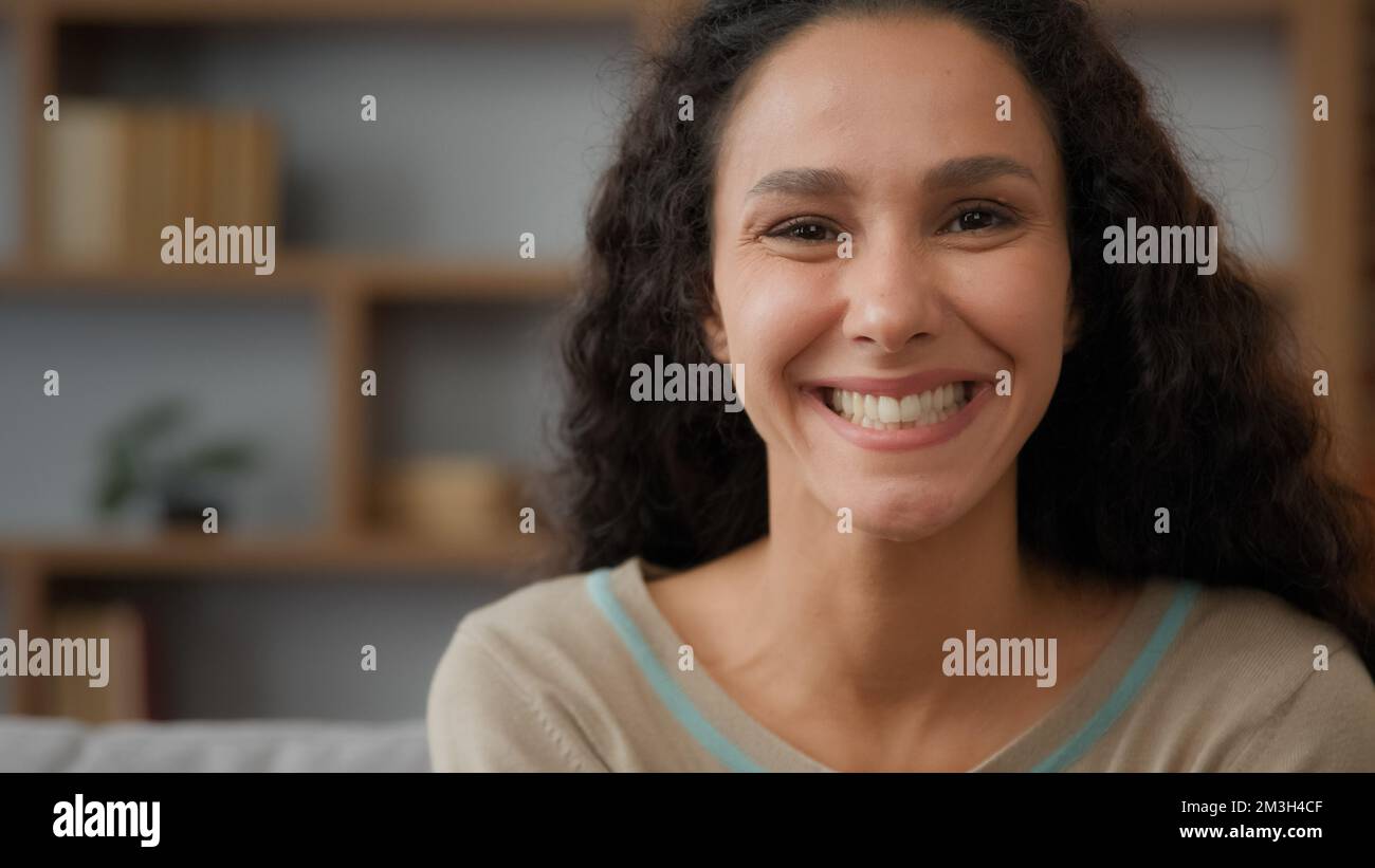Close up female 30s adult pensive lady dreaming thoughtful Hispanic ...