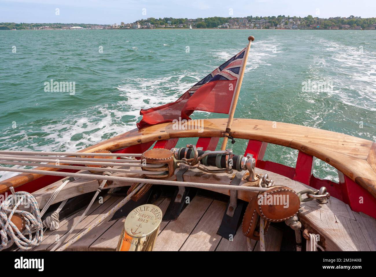 The traditional gaff cutter "Jolie Brise", running downwind in the ...