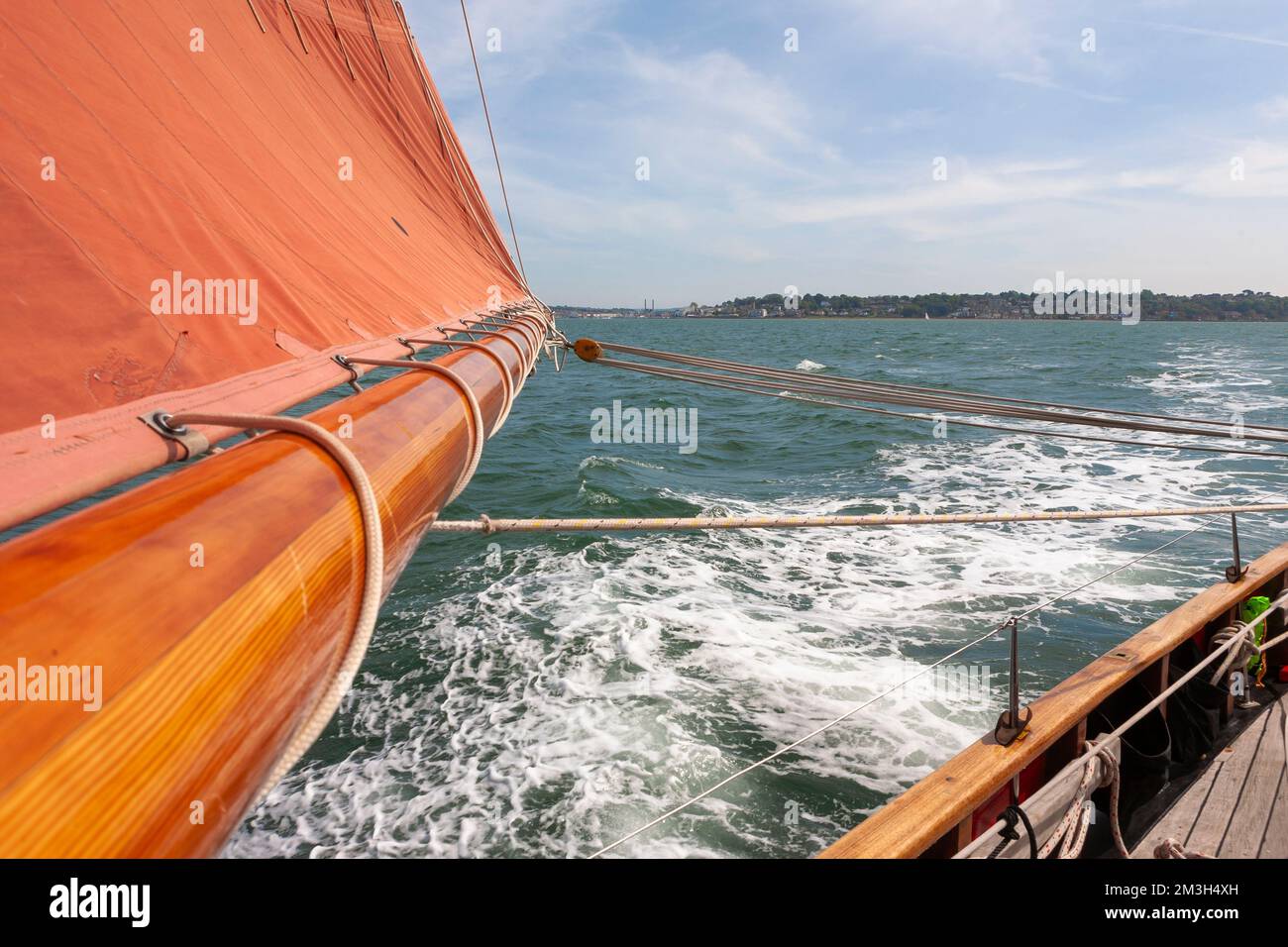 The traditional gaff cutter "Jolie Brise", running downwind in the ...