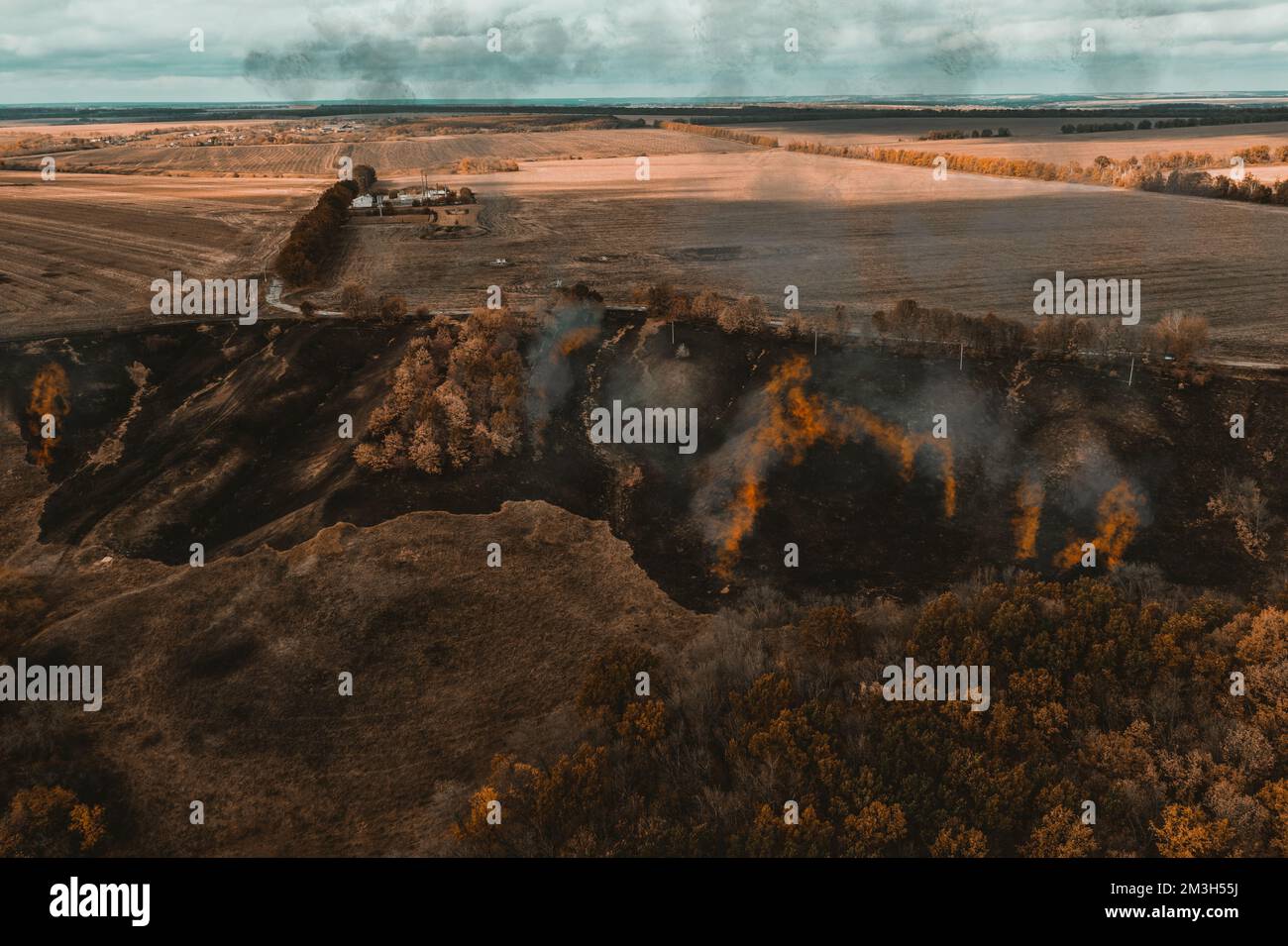 Drone shot smoke from forest hi-res stock photography and images - Alamy