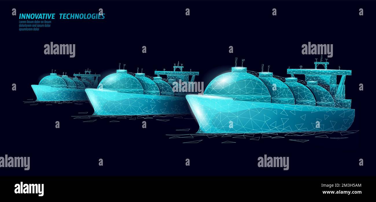 Tanker ship liquified gas transportation symbol. 3D low poly industrial ...