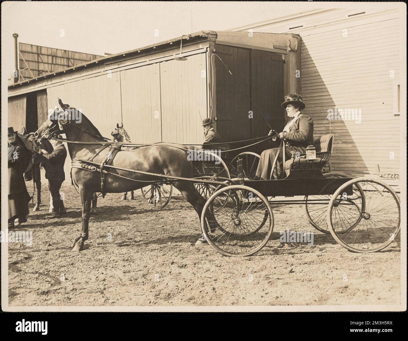 Miss Alice Sargent in Larz Anderson horse and buggy, Miss Dorothy ...