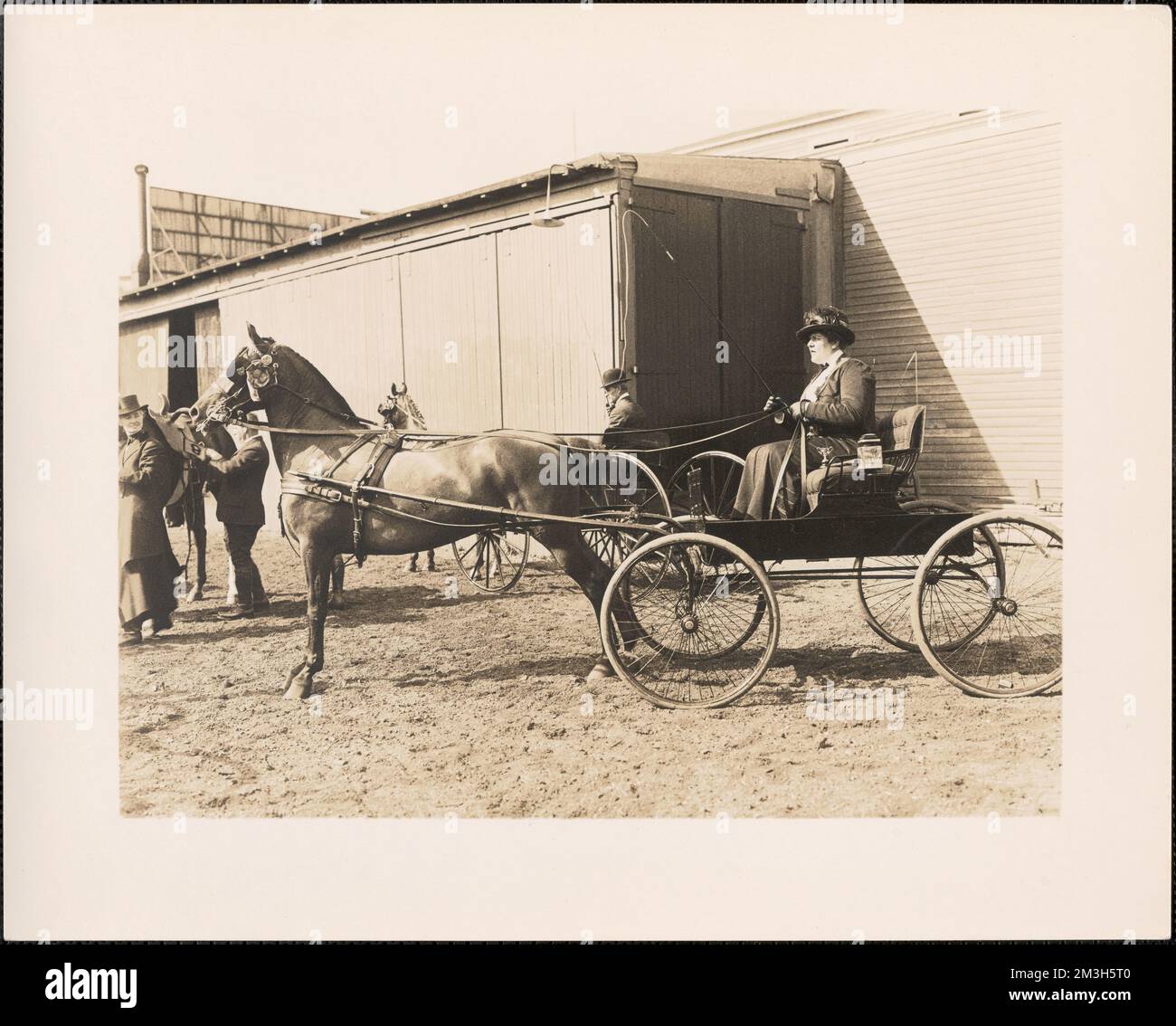 Miss Alice Sargent in Larz Anderson horse and buggy, Miss Dorothy ...