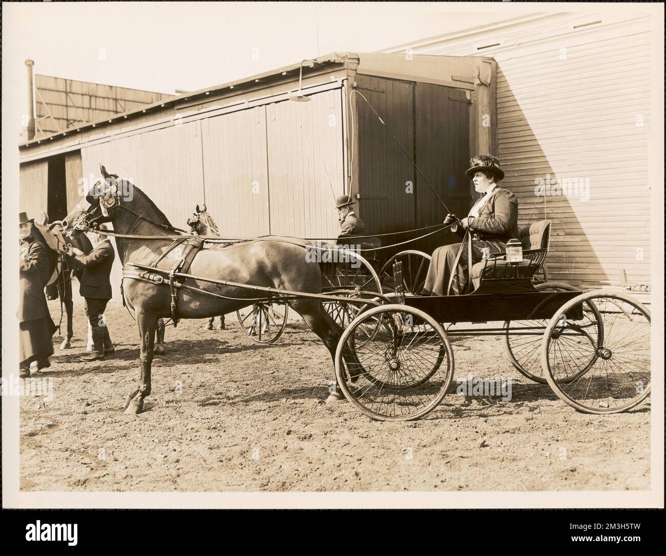 Miss Alice Sargent in Larz Anderson horse and buggy, Miss Dorothy ...