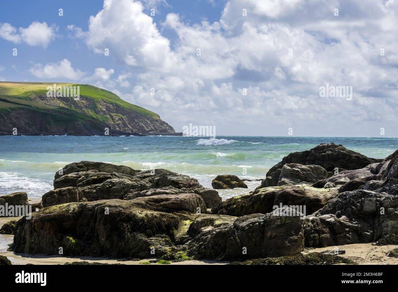 Rocks and sea beach at Mothecome, Devon UK Stock Photo - Alamy