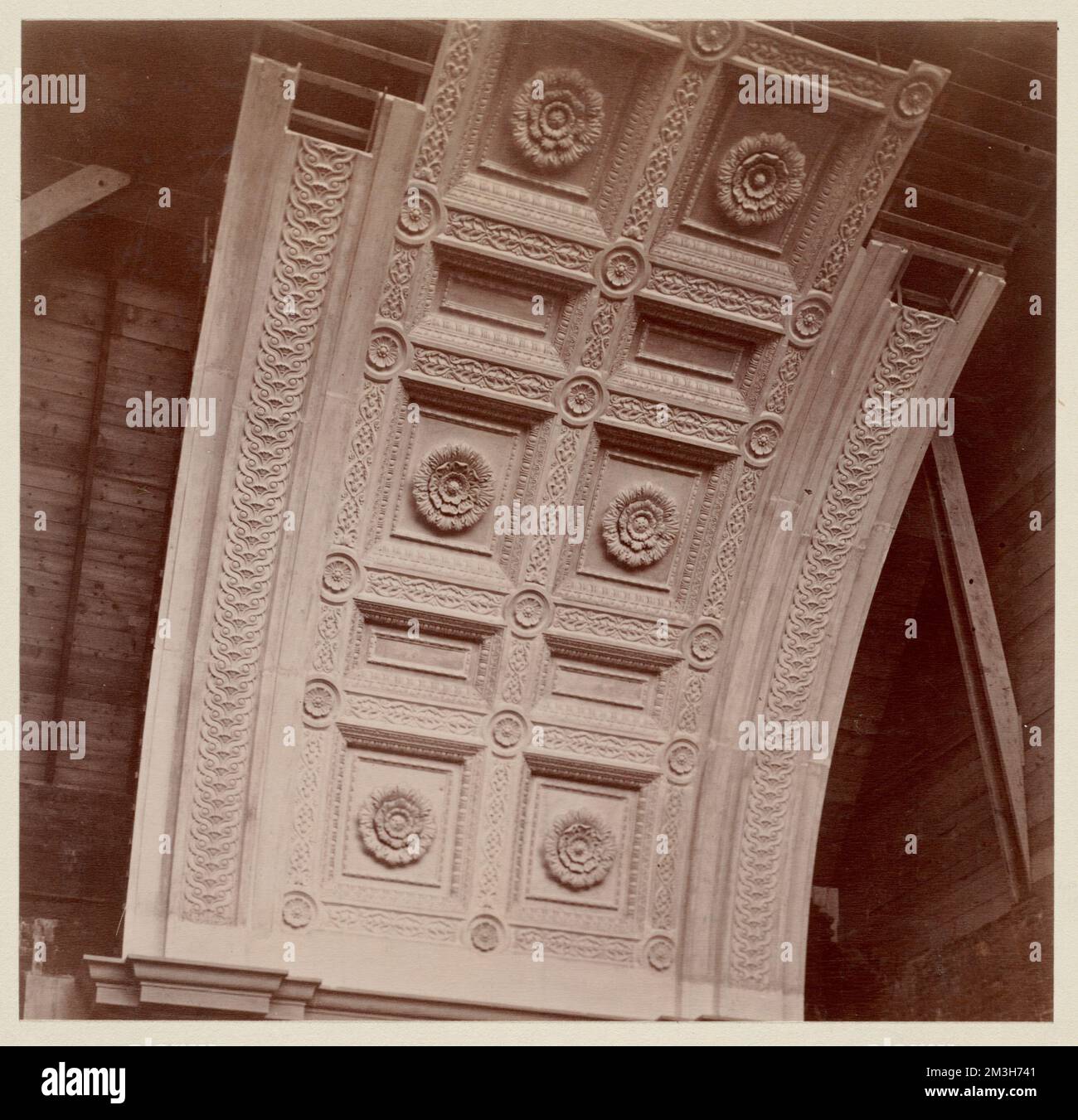 Mock-up of Bates Hall ceiling in stacks, construction of the McKim ...