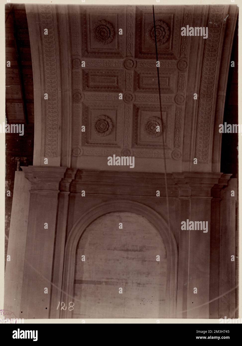 Mock-up of Bates Hall ceiling, construction of the McKim Building ...