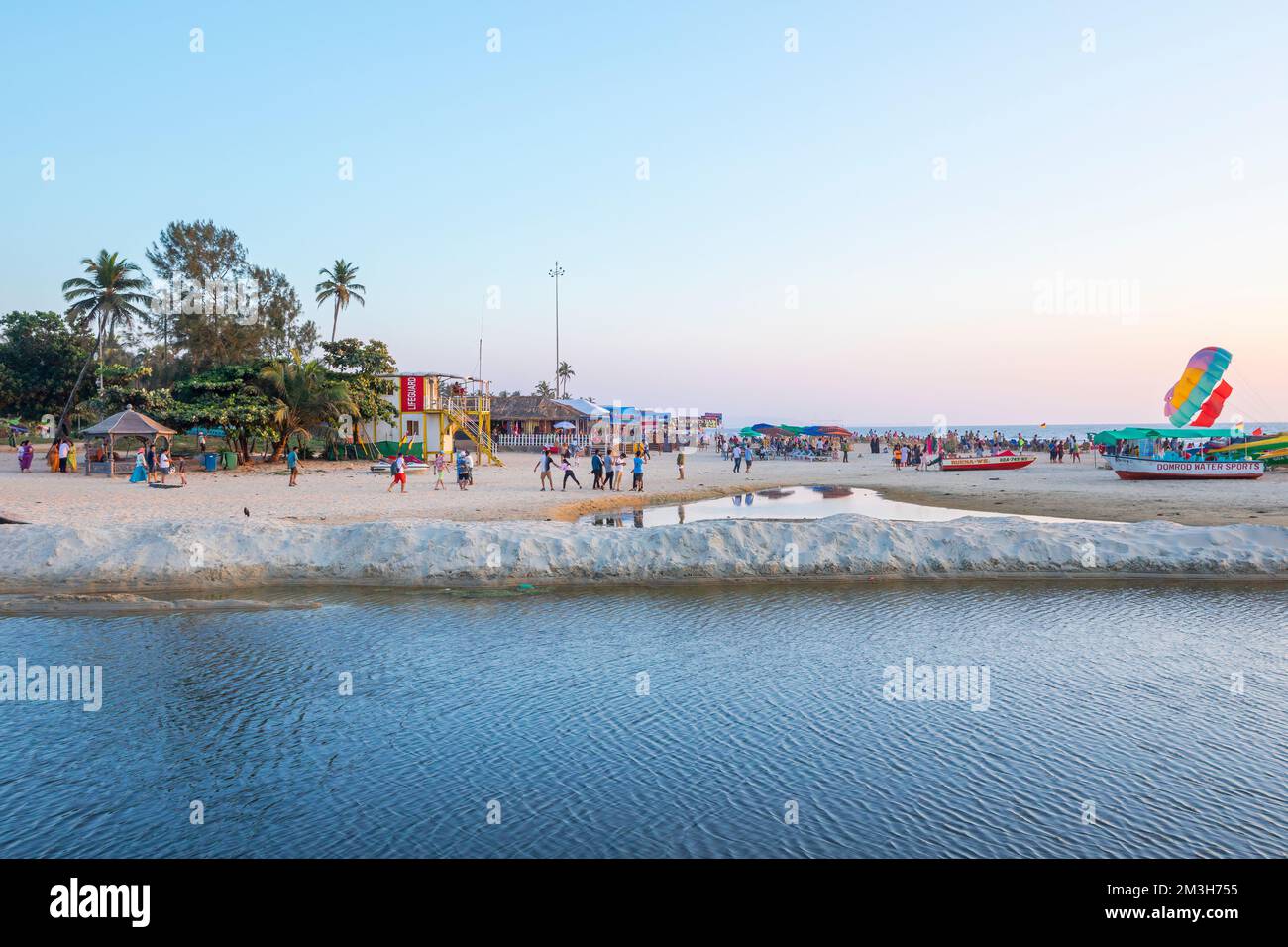 Beautiful sunset on the beach Colva Beach - South Goa, India Stock ...
