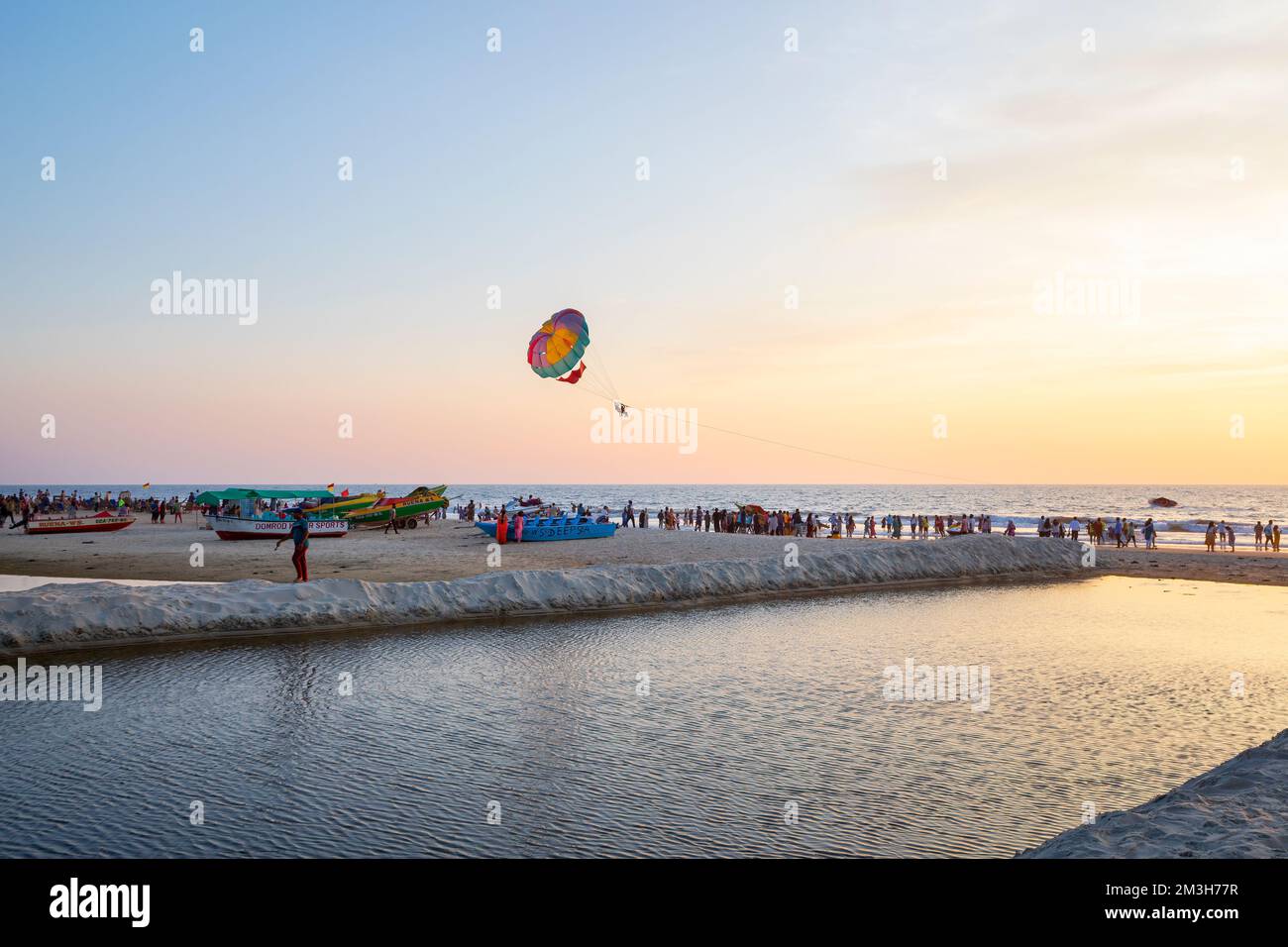 Beautiful sunset on the beach Colva Beach - South Goa, India Stock ...