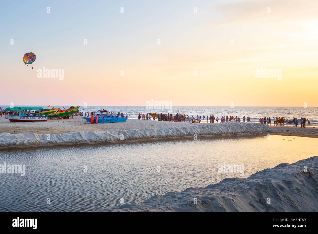 Beautiful sunset on the beach Colva Beach - South Goa, India Stock ...