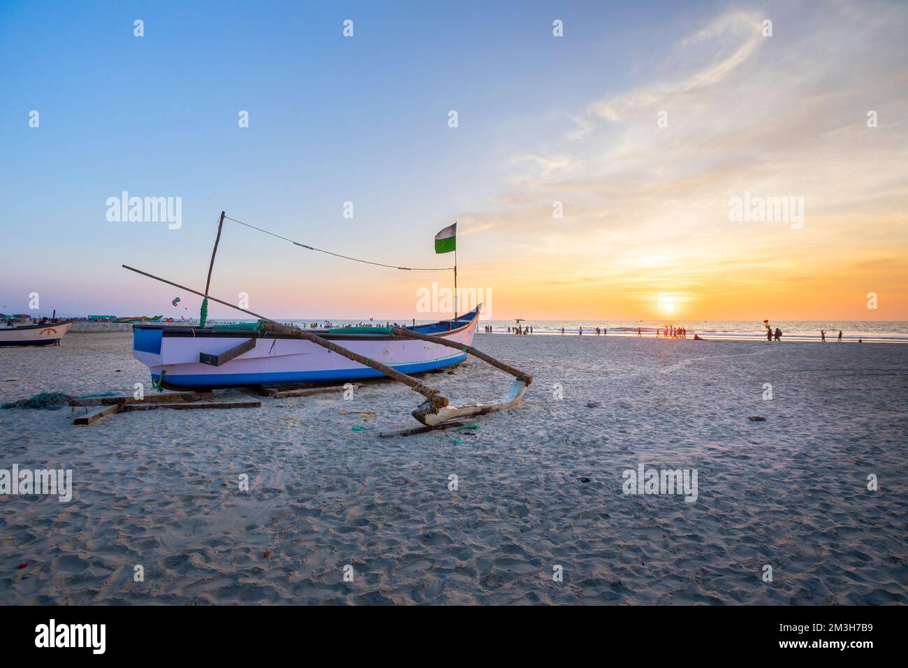 Beautiful sunset on the beach Colva Beach - South Goa, India Stock ...
