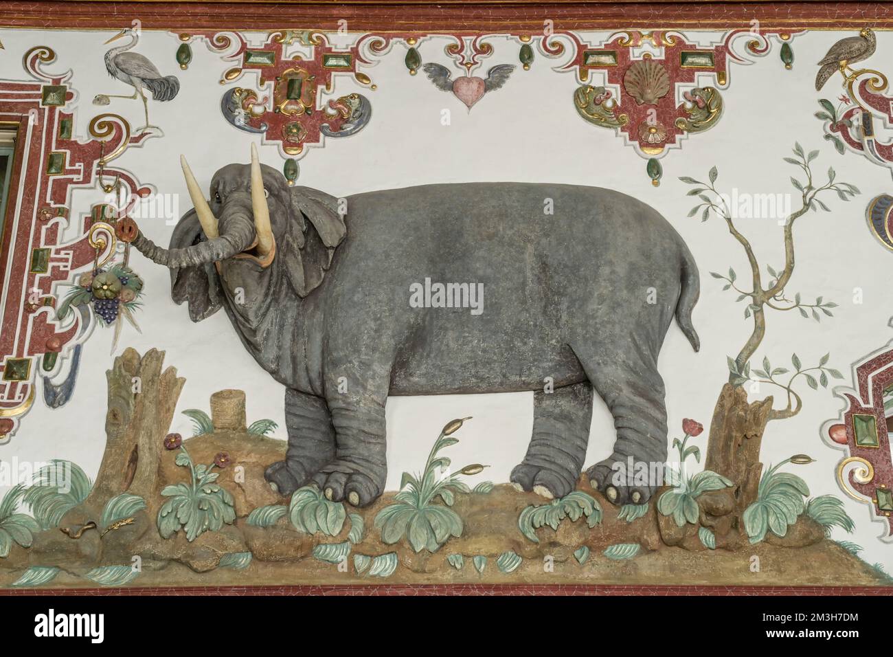 Elefant, Stuckplastik, Rittersaal, Schloss Weikersheim, Baden ...