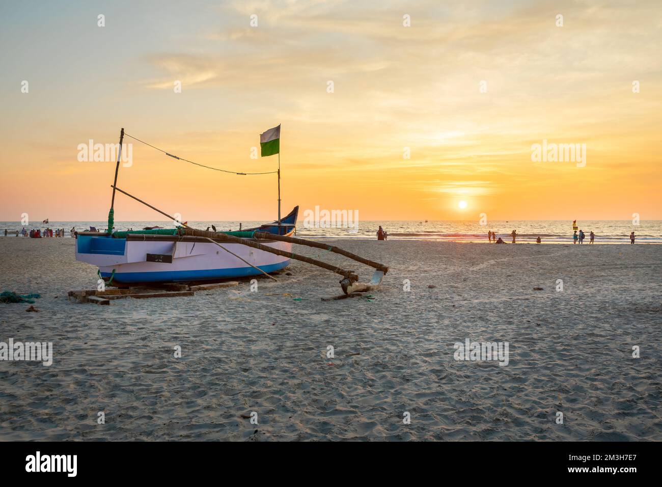 Beautiful sunset on the beach Colva Beach - South Goa, India Stock ...