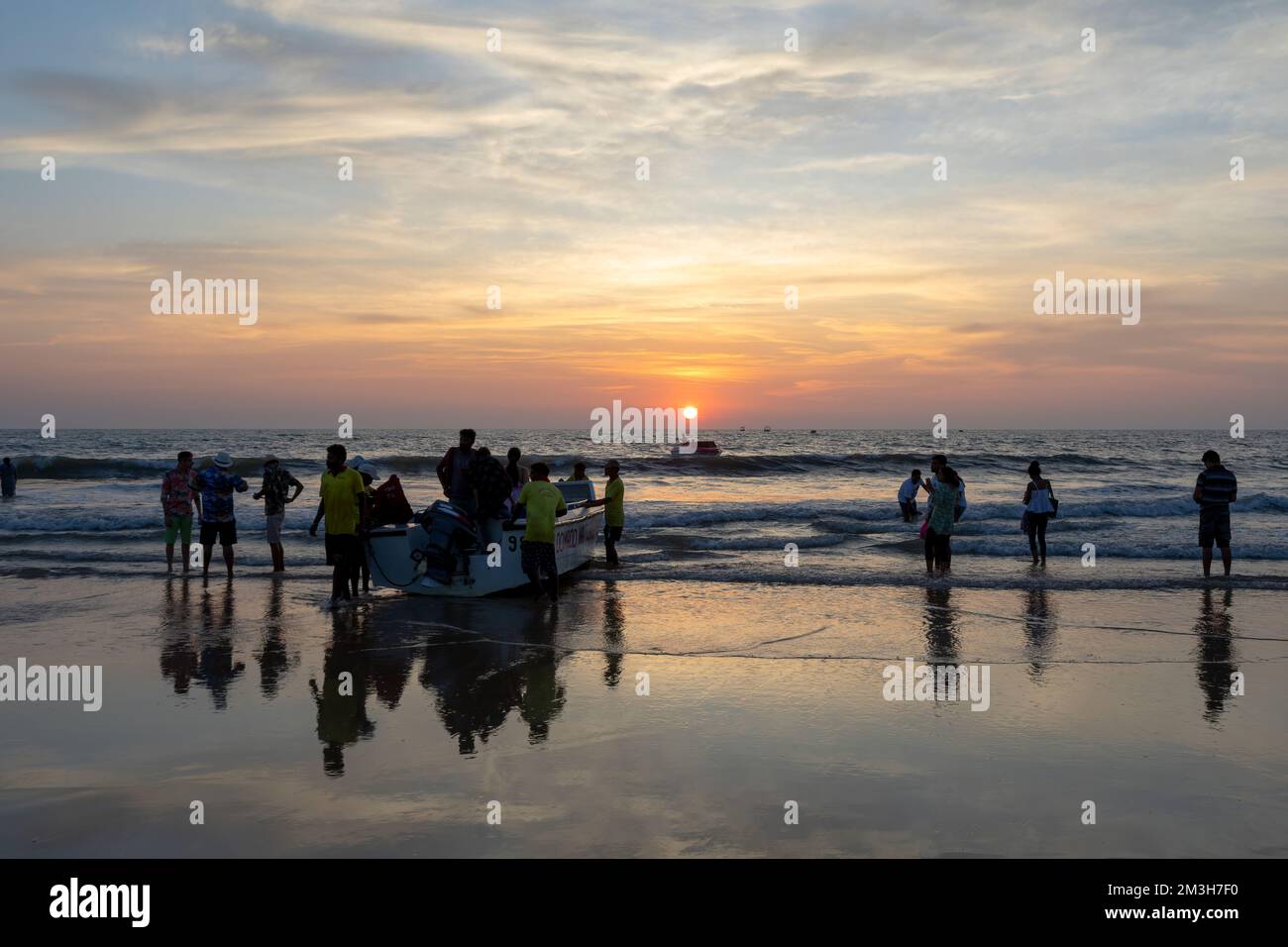 Beautiful sunset on the beach Colva Beach - South Goa, India Stock ...
