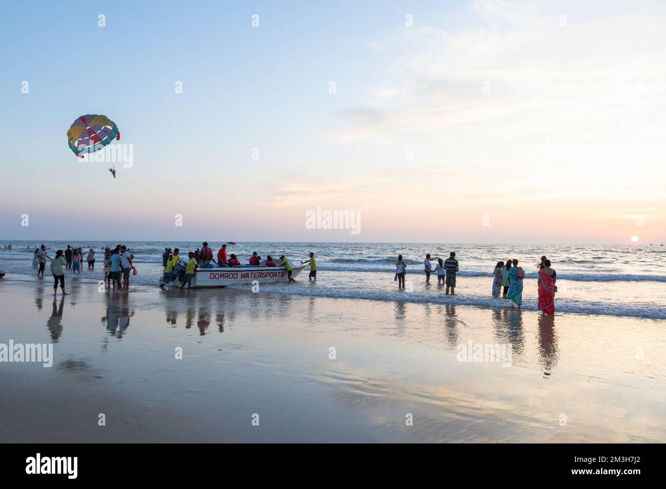 Beautiful sunset on the beach Colva Beach - South Goa, India Stock ...