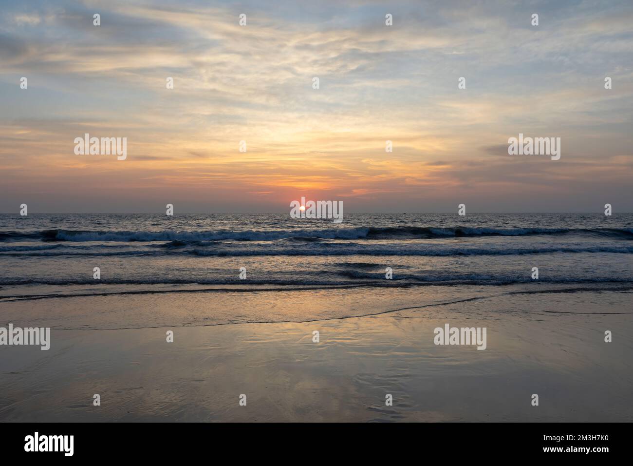 Beautiful sunset on the beach Colva Beach - South Goa, India Stock ...