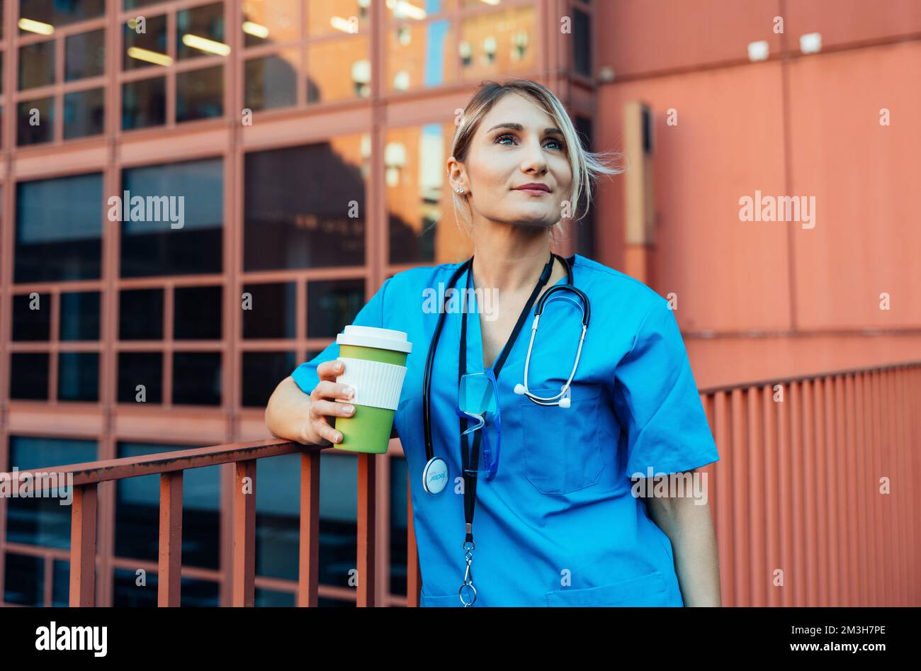 Cinematic footage representation of the daily life of a nurse going to ...