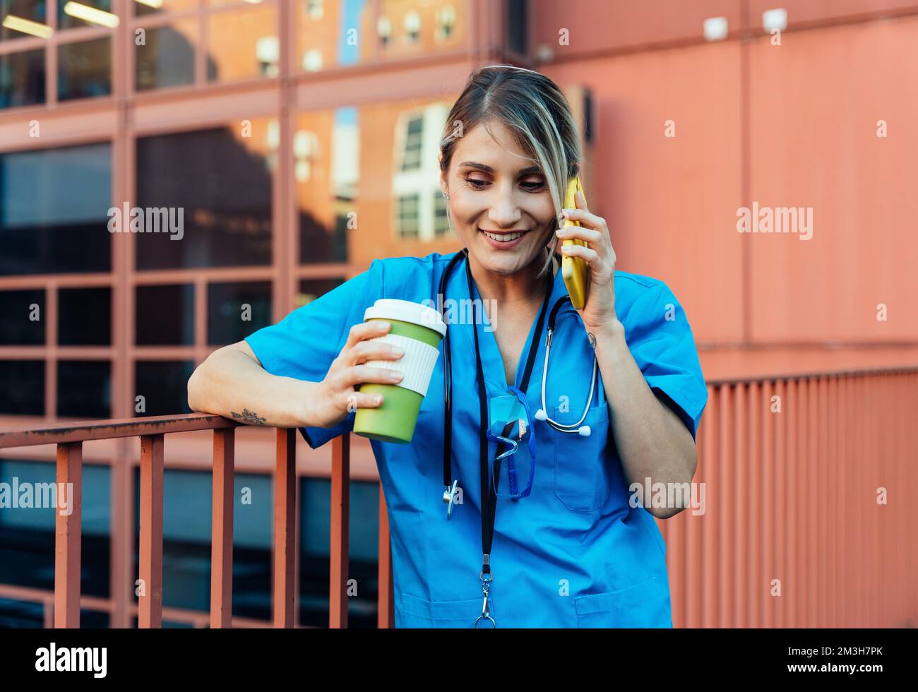 Cinematic footage representation of the daily life of a nurse going to ...