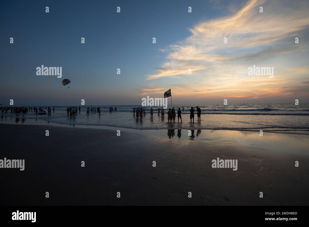 Beautiful sunset on the beach Colva Beach - South Goa, India Stock ...