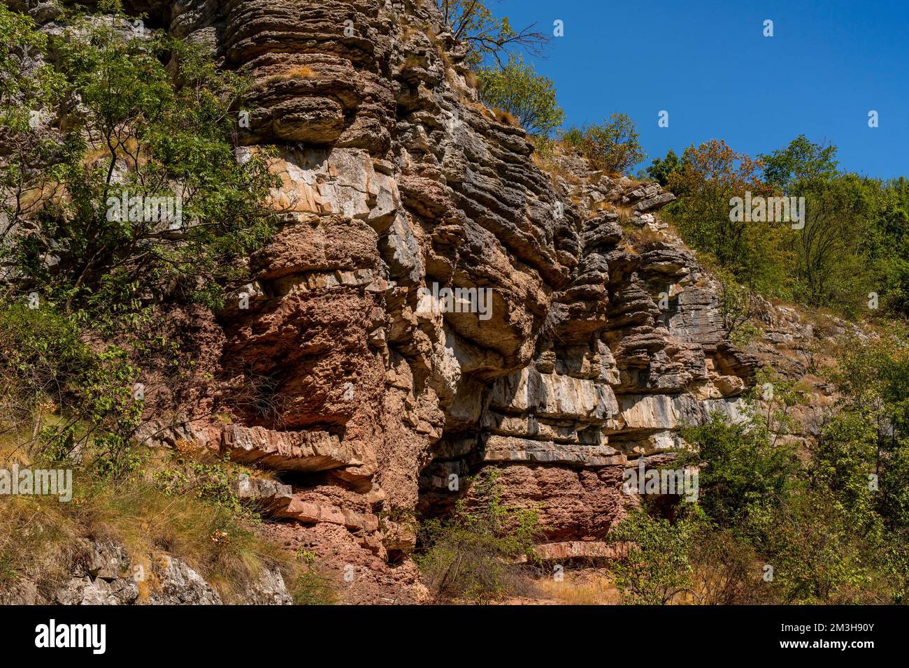 View at geological formations at Boljetin river gorge in Eastern Serbia ...