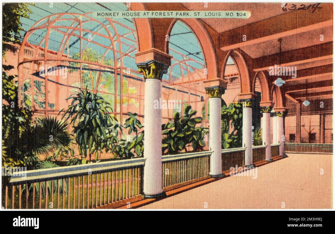 Monkey House at Forest Park. St. Louis. Mo. , Parks, Tichnor Brothers ...