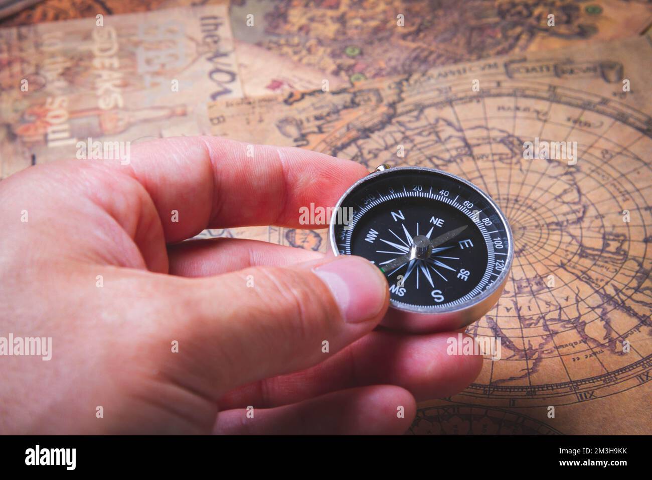 Adventure search. Compass and maps. Treasure hunt on island. Pirate map ...